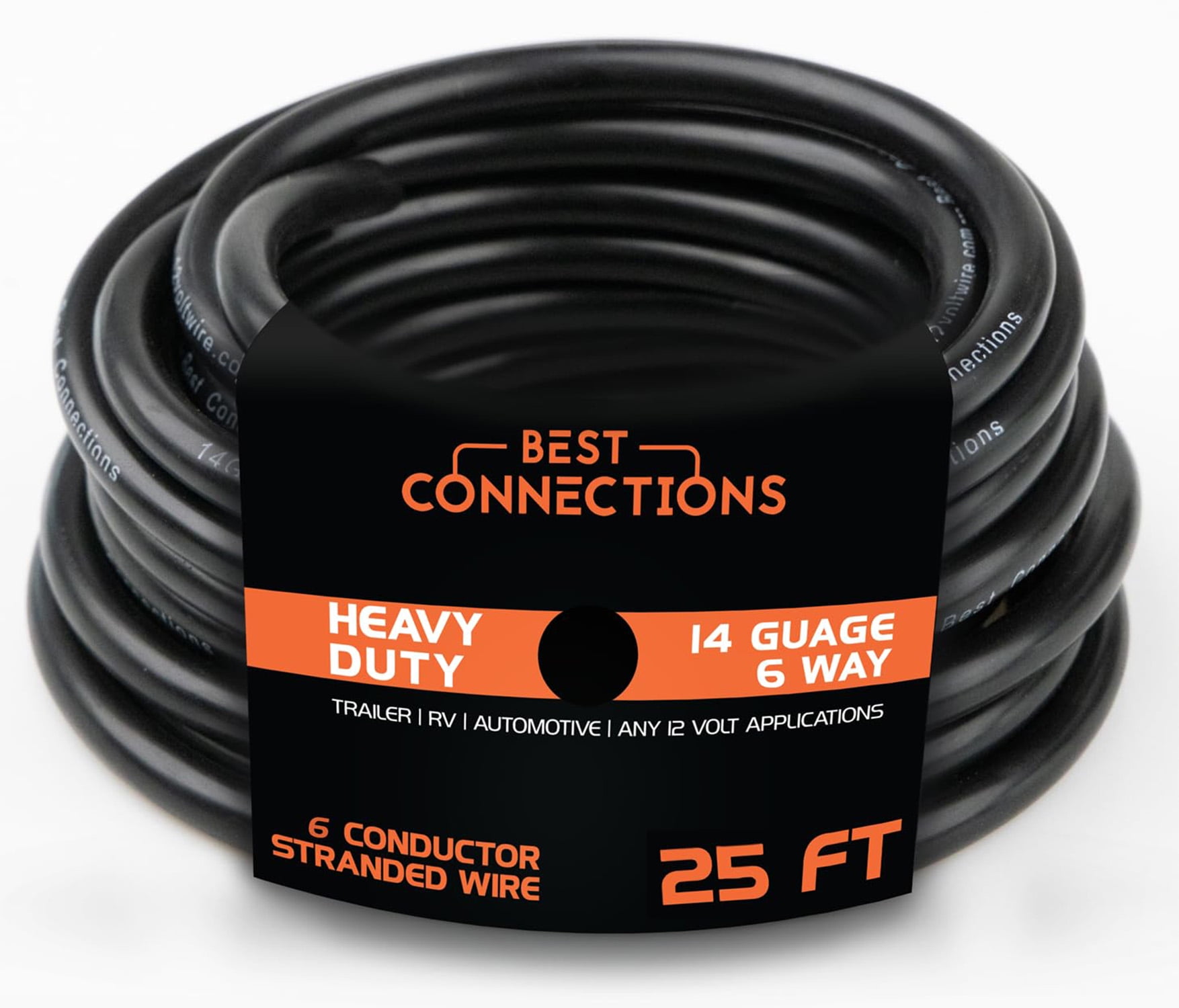 6 Way Trailer Wire (25 Feet) – Heavy Duty 14 Gauge 6 Conductor ...