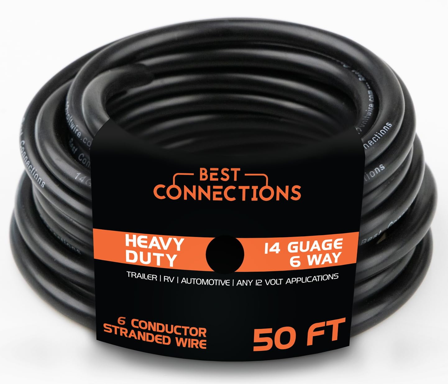 6 Way Trailer Wire (50 Feet) – Heavy Duty 14 Gauge 6 Conductor ...