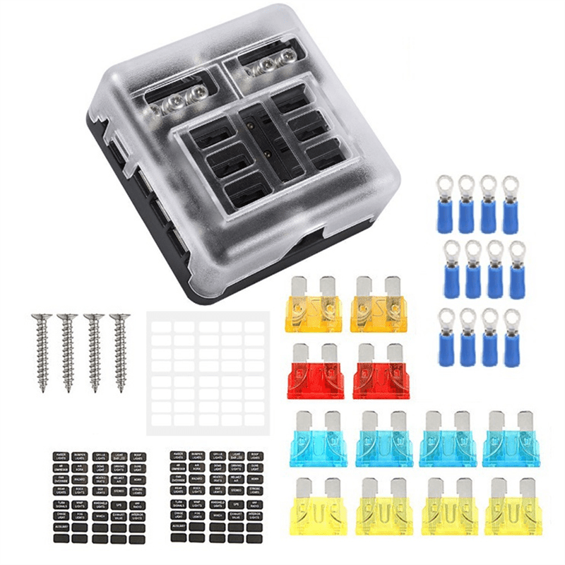 6 Way Waterproof Fuse Block,with LED Indicator with Negative Marine Box ...