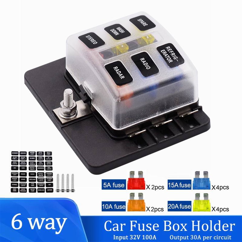 6 Ways Car Blade Holder Fuse Box Modified Terminal Block Fuse 6Ways ...