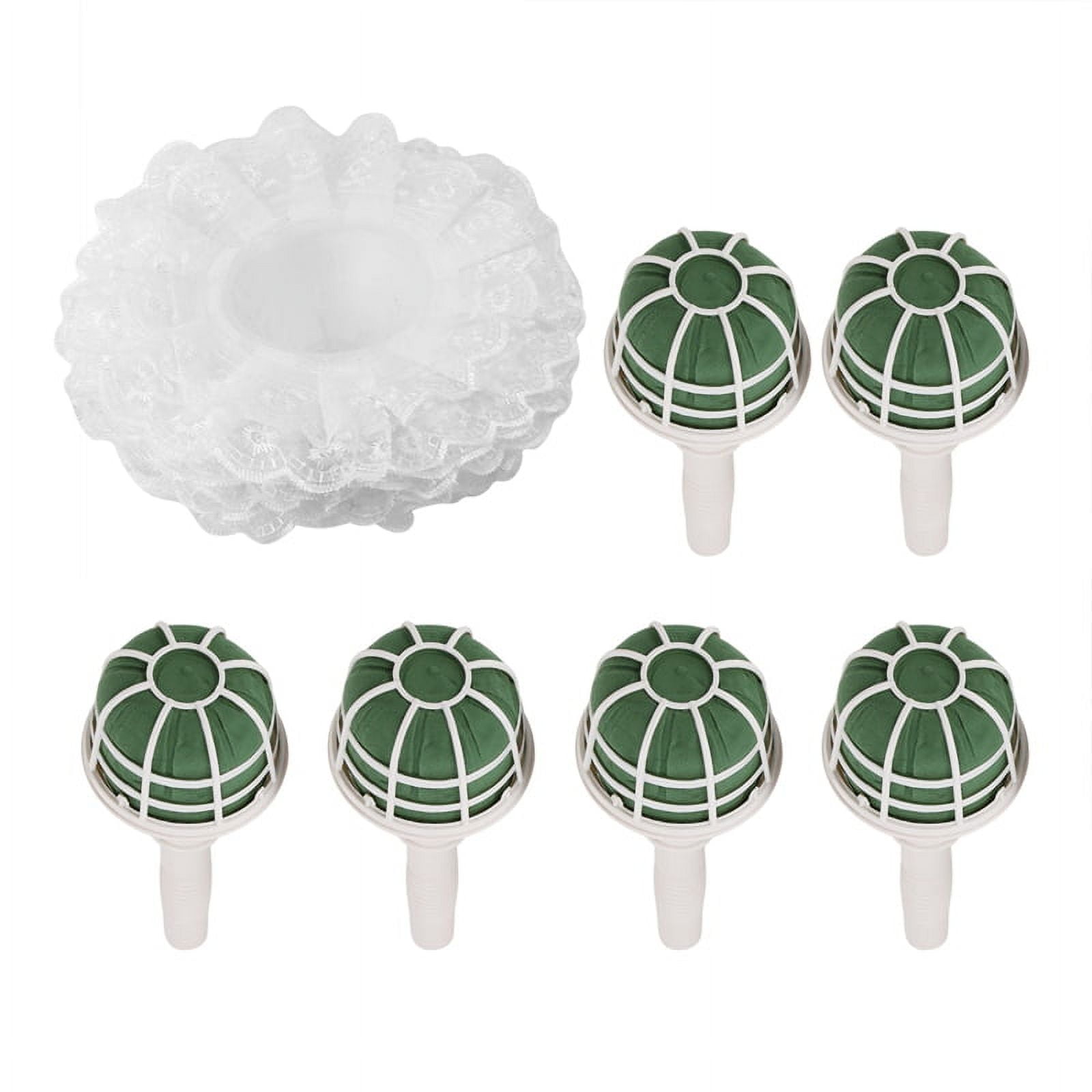 6 Wedding Bridal Bouquet Holder Handles with 6 White Lace Collar Flower ...