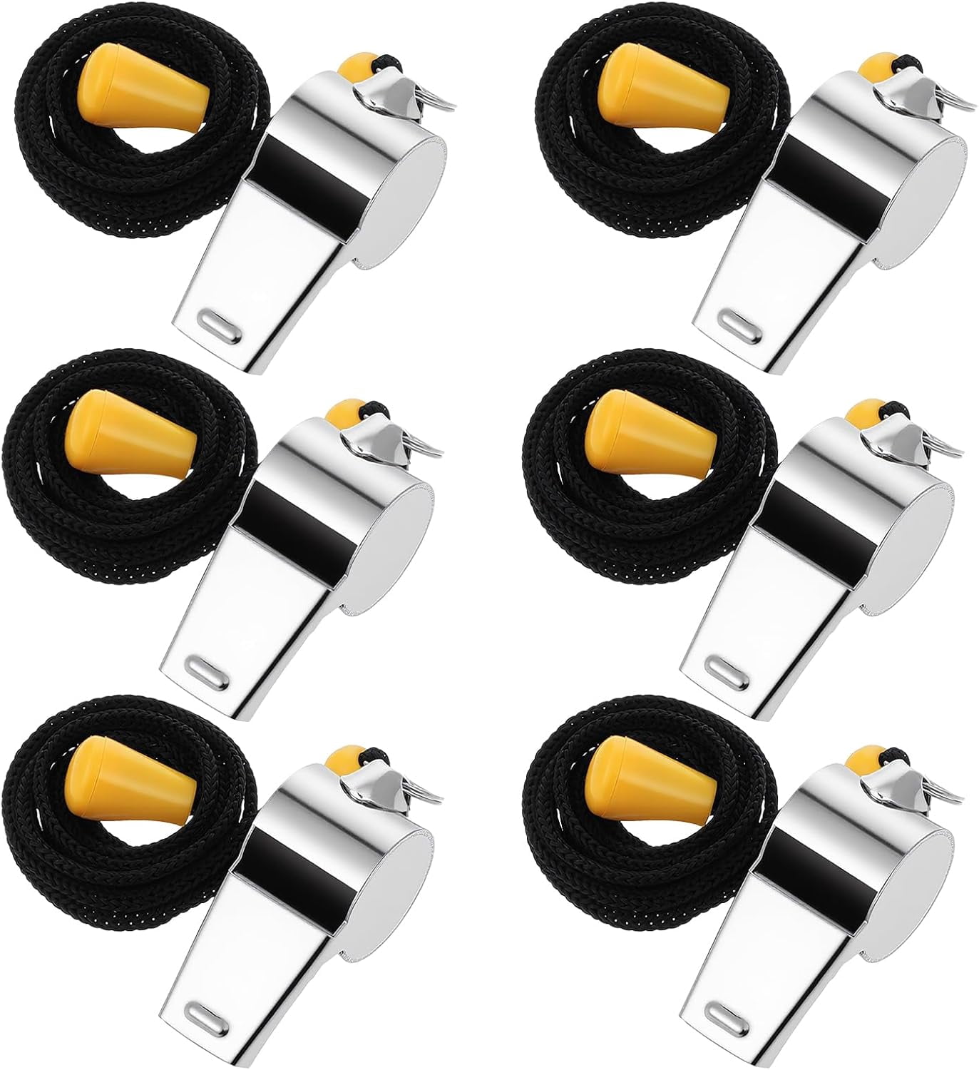 6 Whistle, Stainless Steel Sports Whistles with Lanyard, Whistle for ...