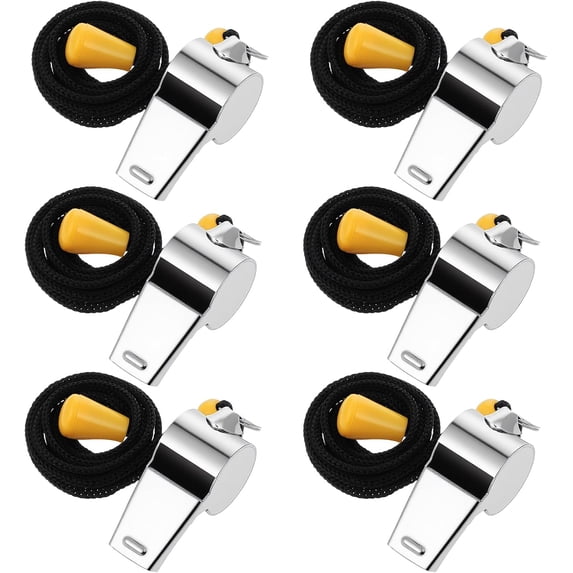 6 Whistle, Stainless Steel Sports Whistles with Lanyard, Whistle for ...