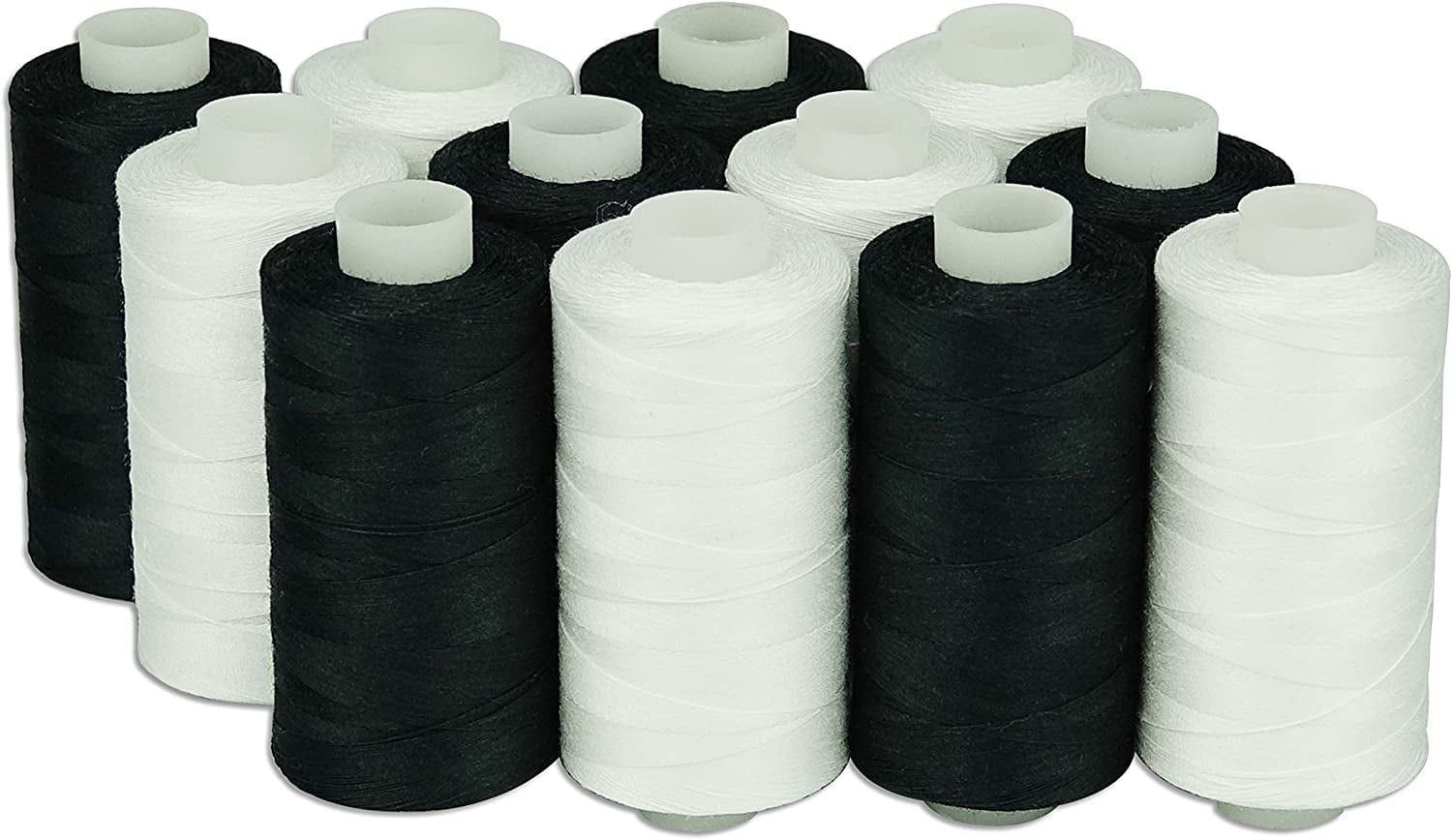 6 White 6 Black 100% Cotton Sewing Thread 50s/3 for Quilting etc - 550 Yards Each - Walmart.com
