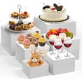 6- White Stackable Display Risers for Desserts - Multi-Sized Stands for ...