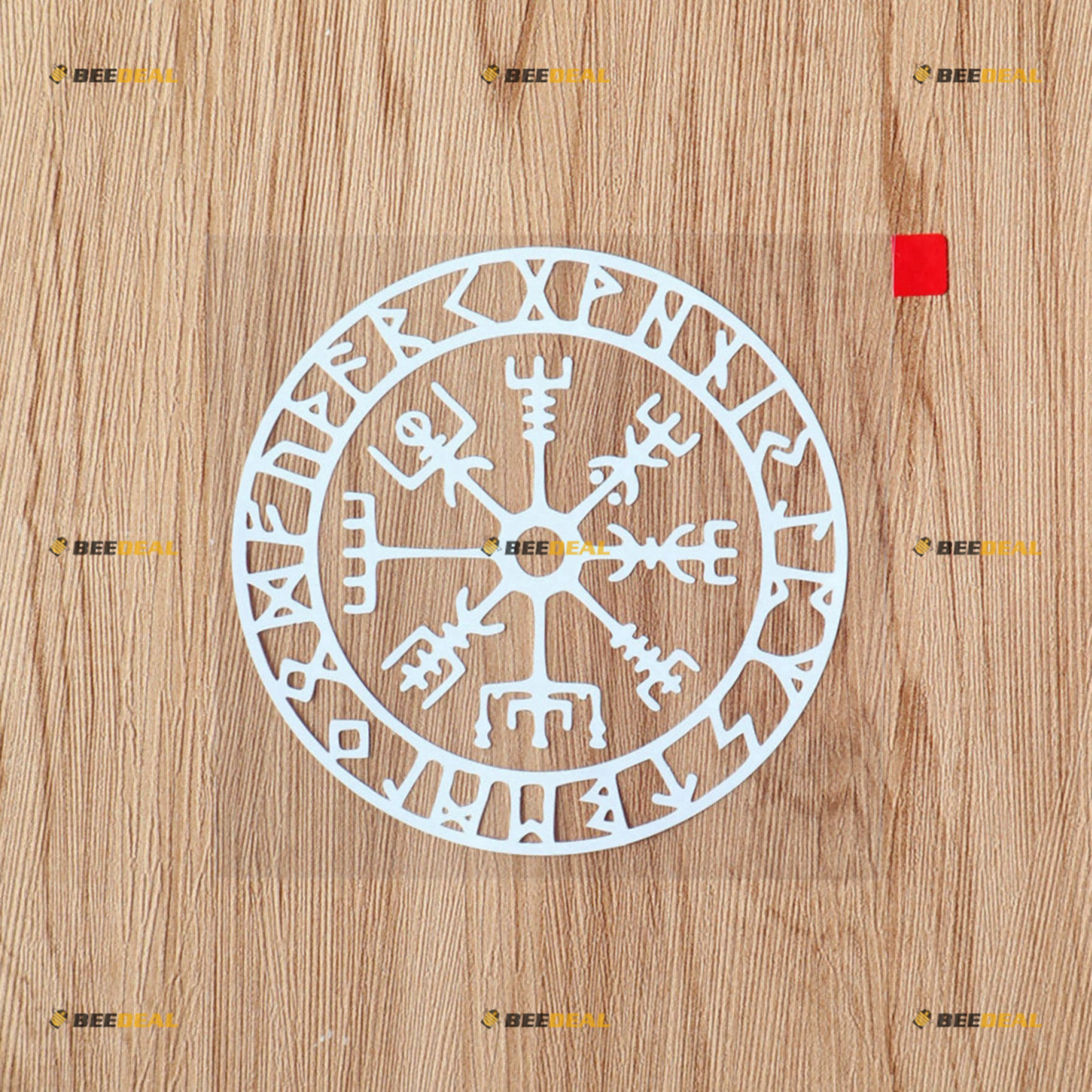 6" White Vegvisir Viking Runic Compass Decal Sticker Viking Odin Norse ...