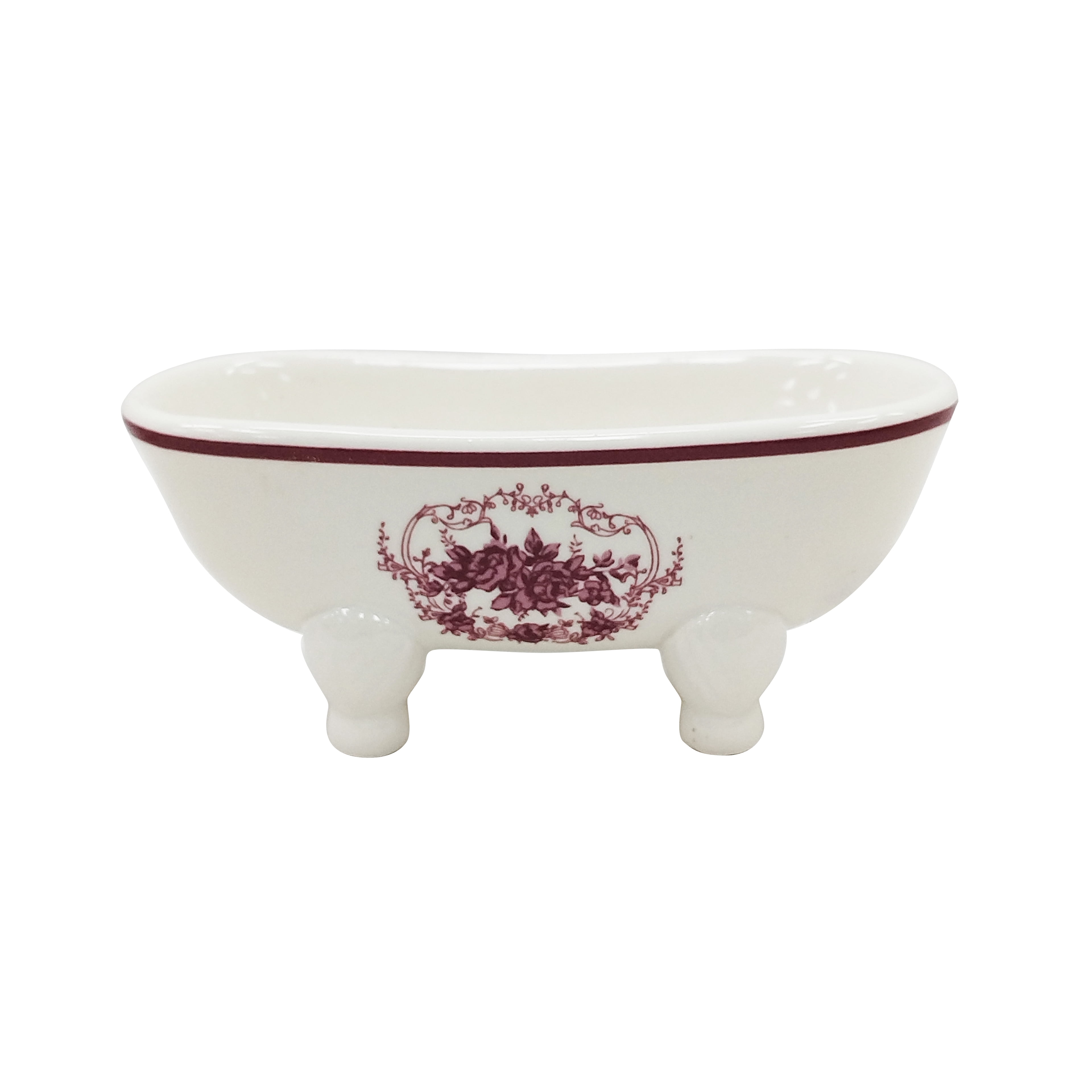 6" White with Burgundy Rose Emblem Ceramic Soap Dish by Ashland® - Fall ...