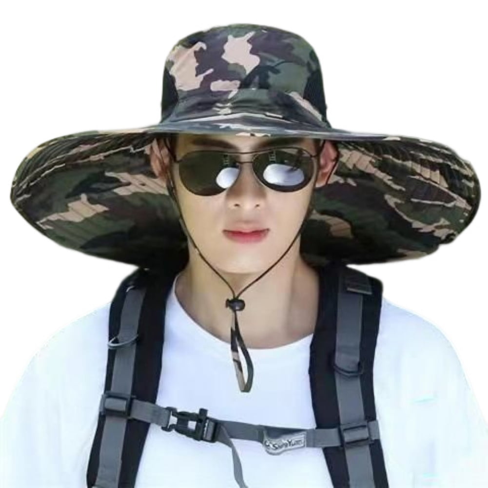 6" Wide Brim Sun Protection Hat Outdoor Unisex Bucket Hats for Hiking ...