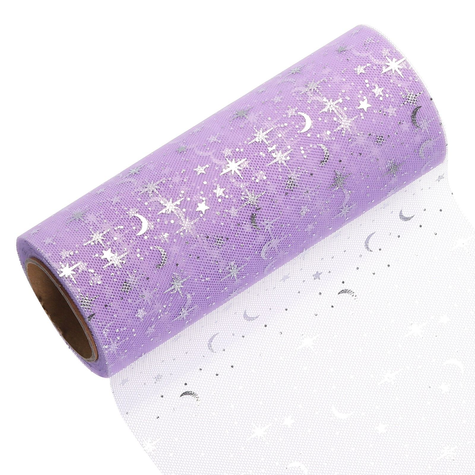 6" Wide Glitter Tulle Ribbon Rolls Sparkle Sequin Star Netting Fabric ...