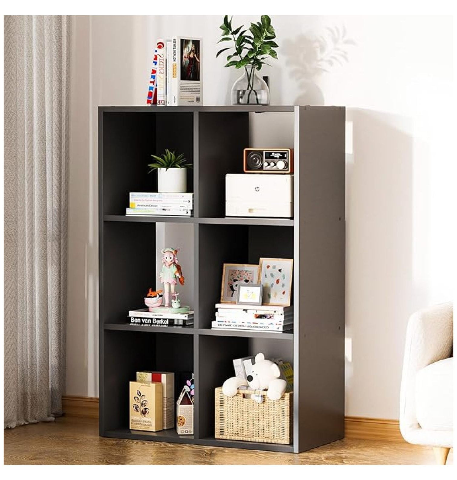 6 Wood Cube Storage Organizer with Open Back and Removable Back Panels ...