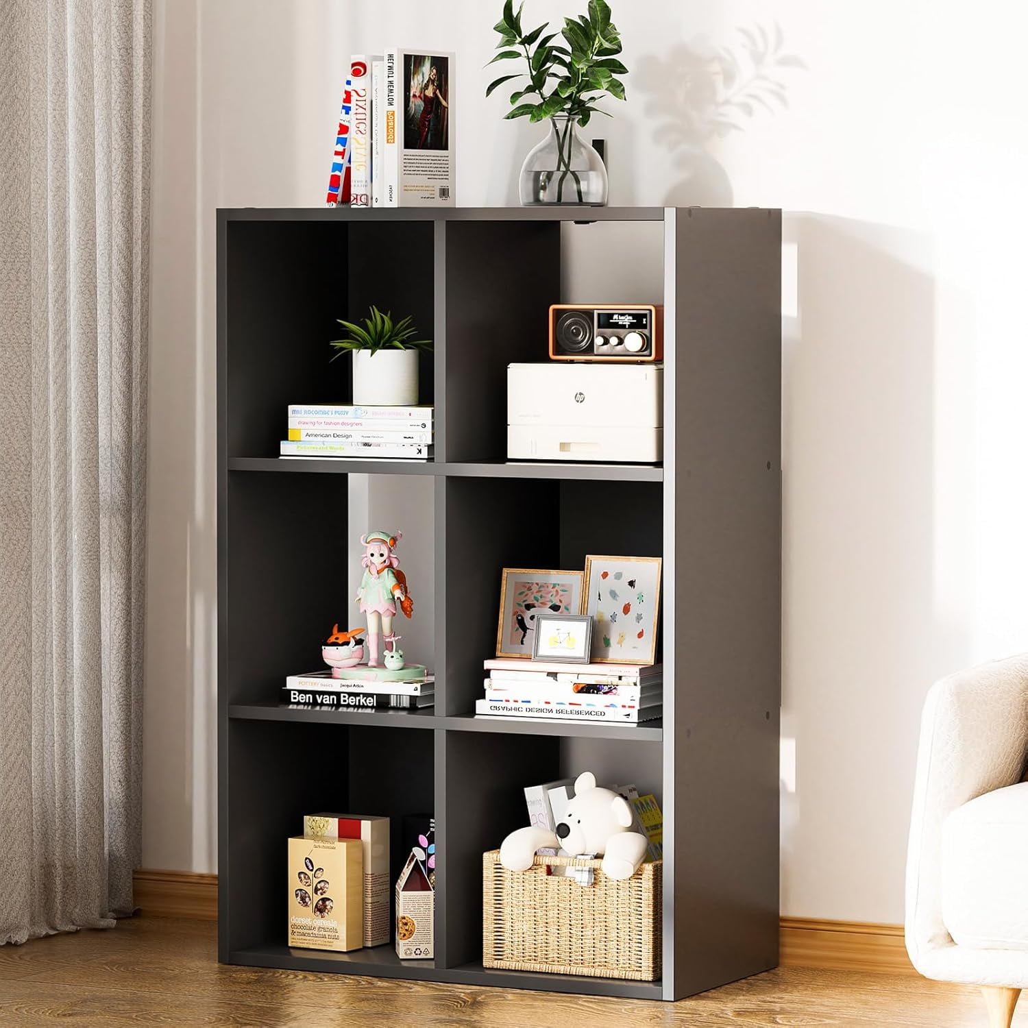 6 Wood Cube Storage Organizer with Open Back and Removable Back Panels ...