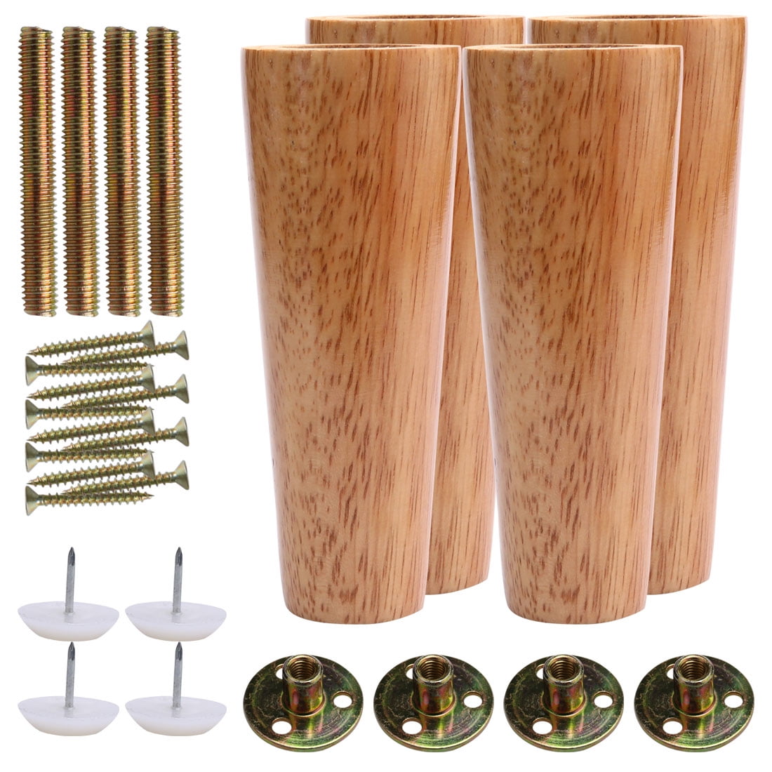 6" Wood Furniture Leg Chair Table Desk Couch Feet Round Leg Replacement ...