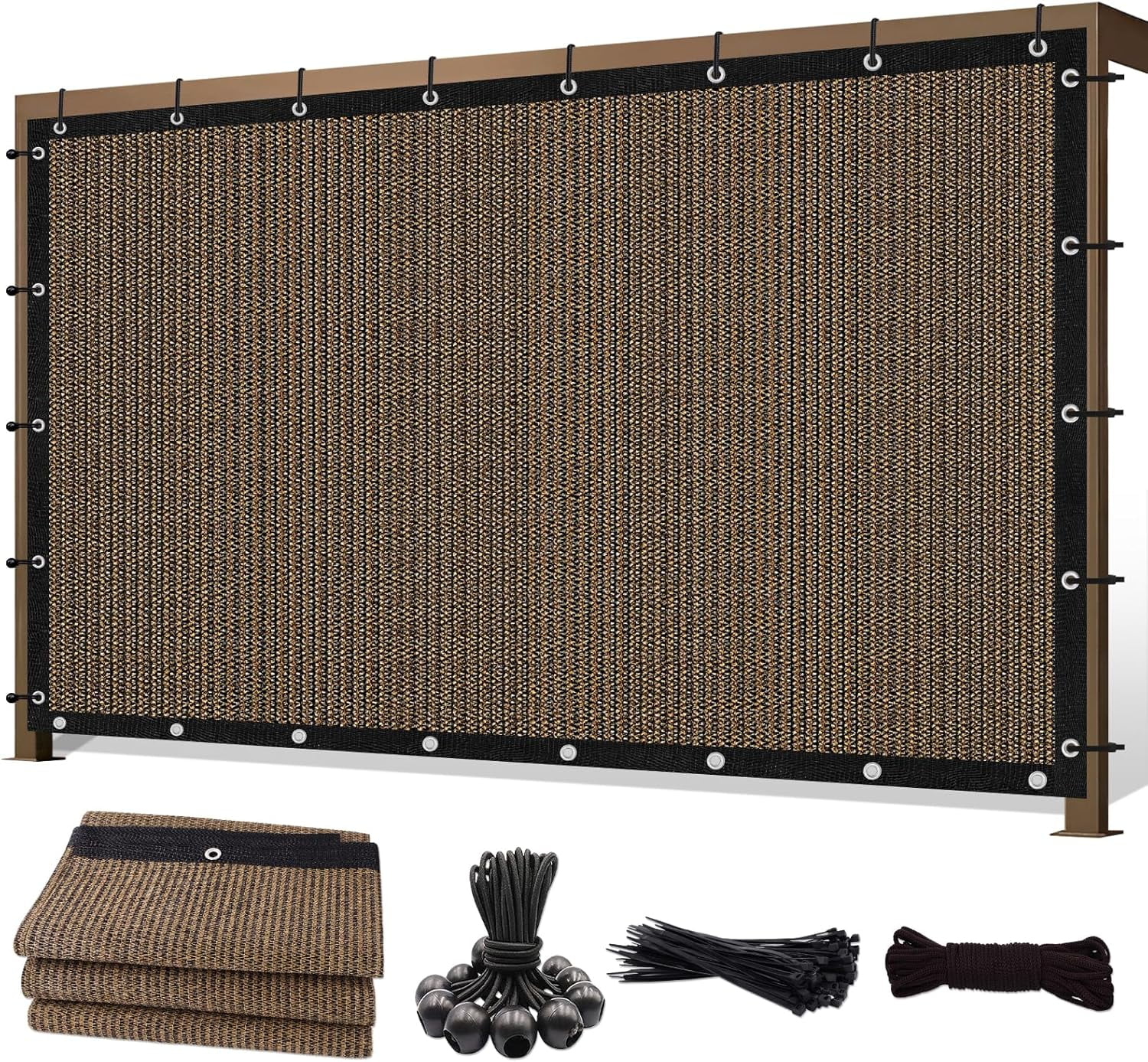 6'X 10' 90% Sun Shade Cloth Outdoor Patio Mocha Pergola Shades Cover ...