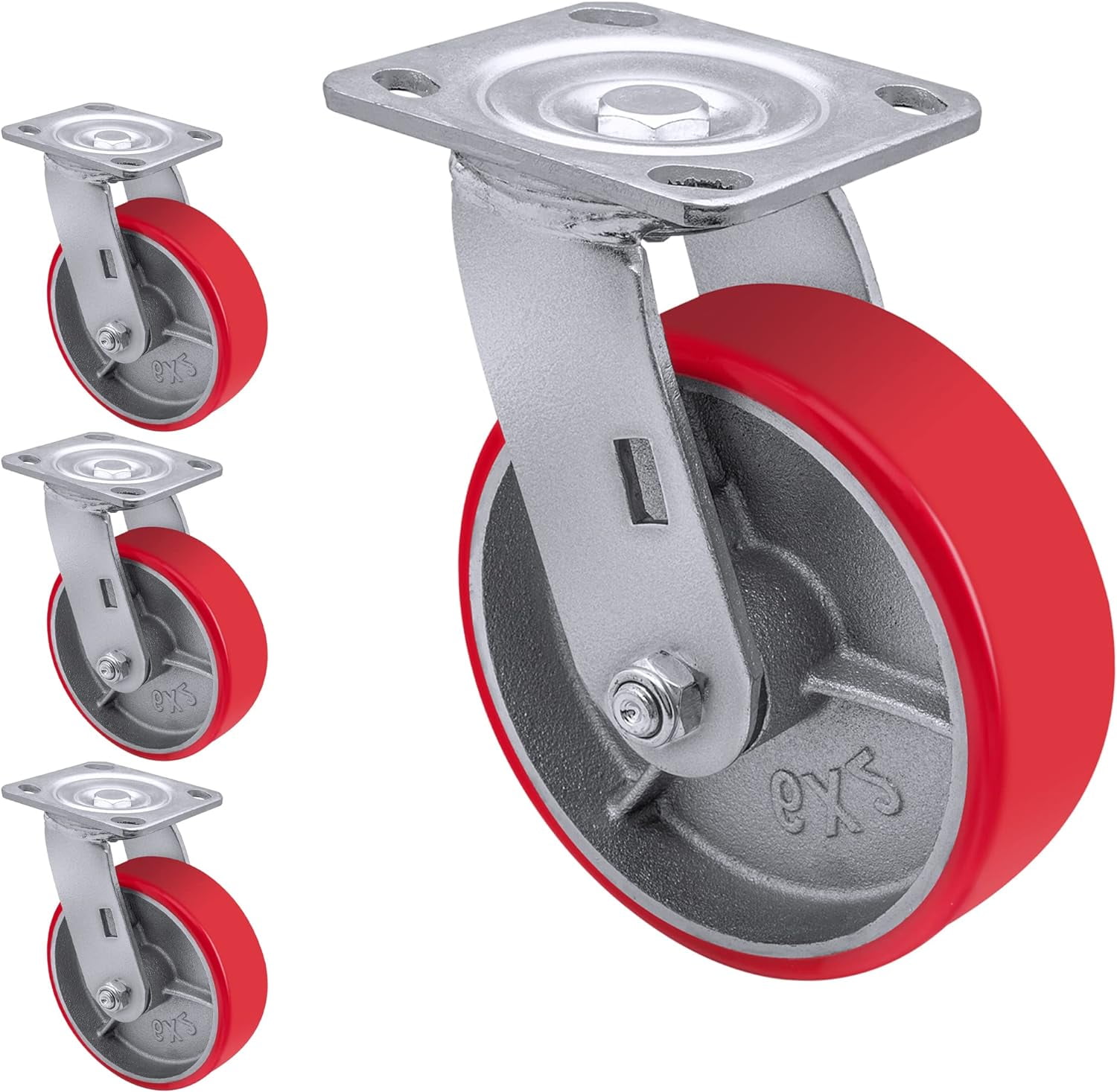 6"X 2" Heavy Duty Casters - Industrial Casters Polyurethane Caster with ...