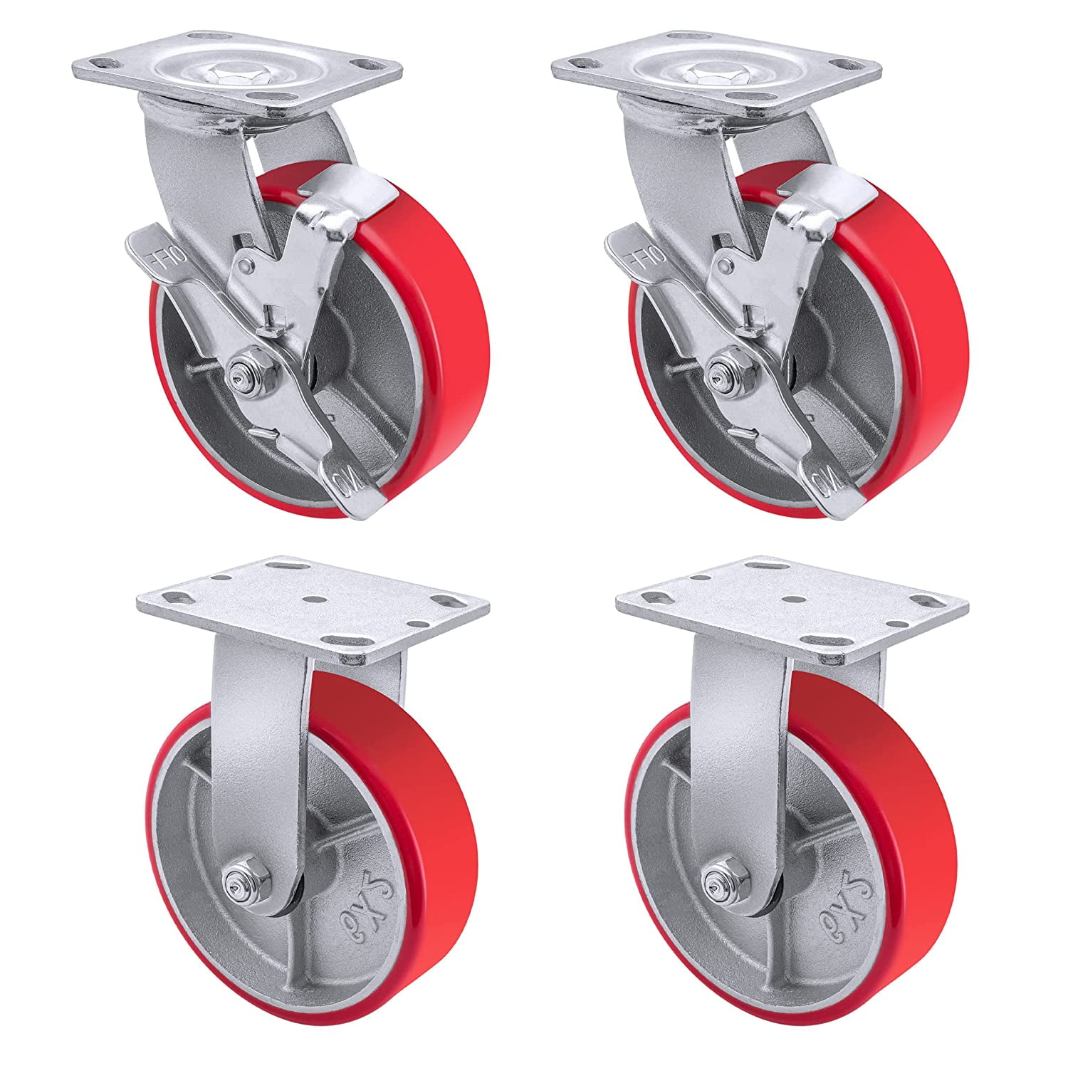 6"X 2" Heavy Duty Casters - Industrial Casters Polyurethane Caster with ...