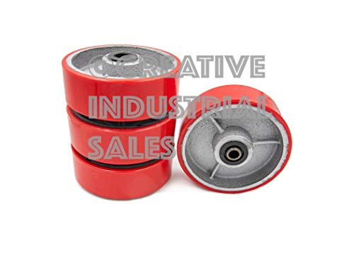 6" X 2" Heavy Duty Polyurethane Wheel on Steel Hub with Roller Bearings ...
