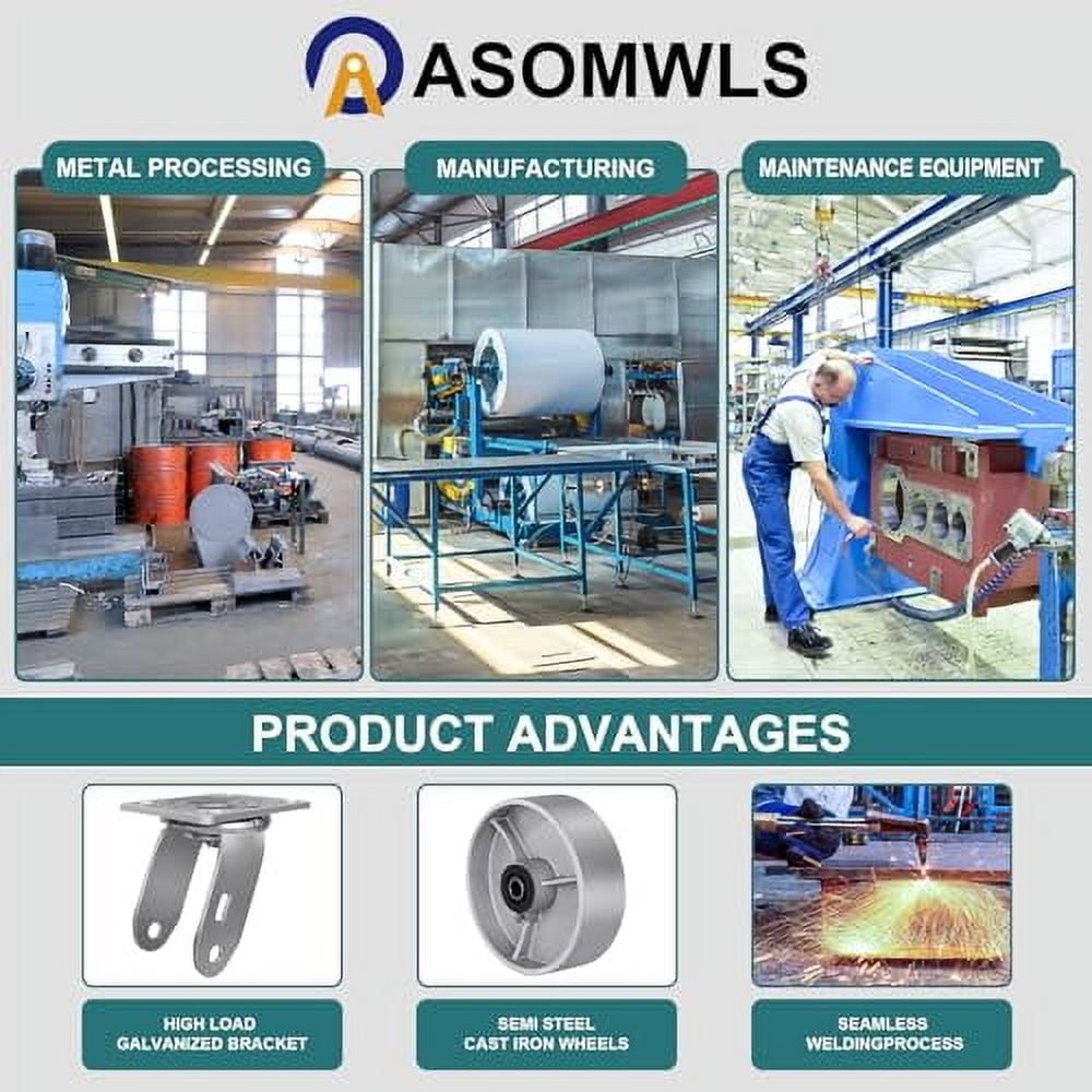 G3C33407LASOMWLS 6Inch Industrial Casters, Heavy Duty Casters 4800 LBS ...