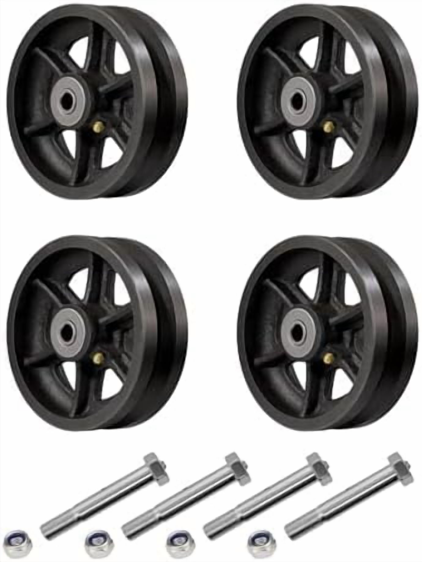 6" X 2" Sliding Gate Rollers, Cast Iron V Groove Wheel with Roller ...