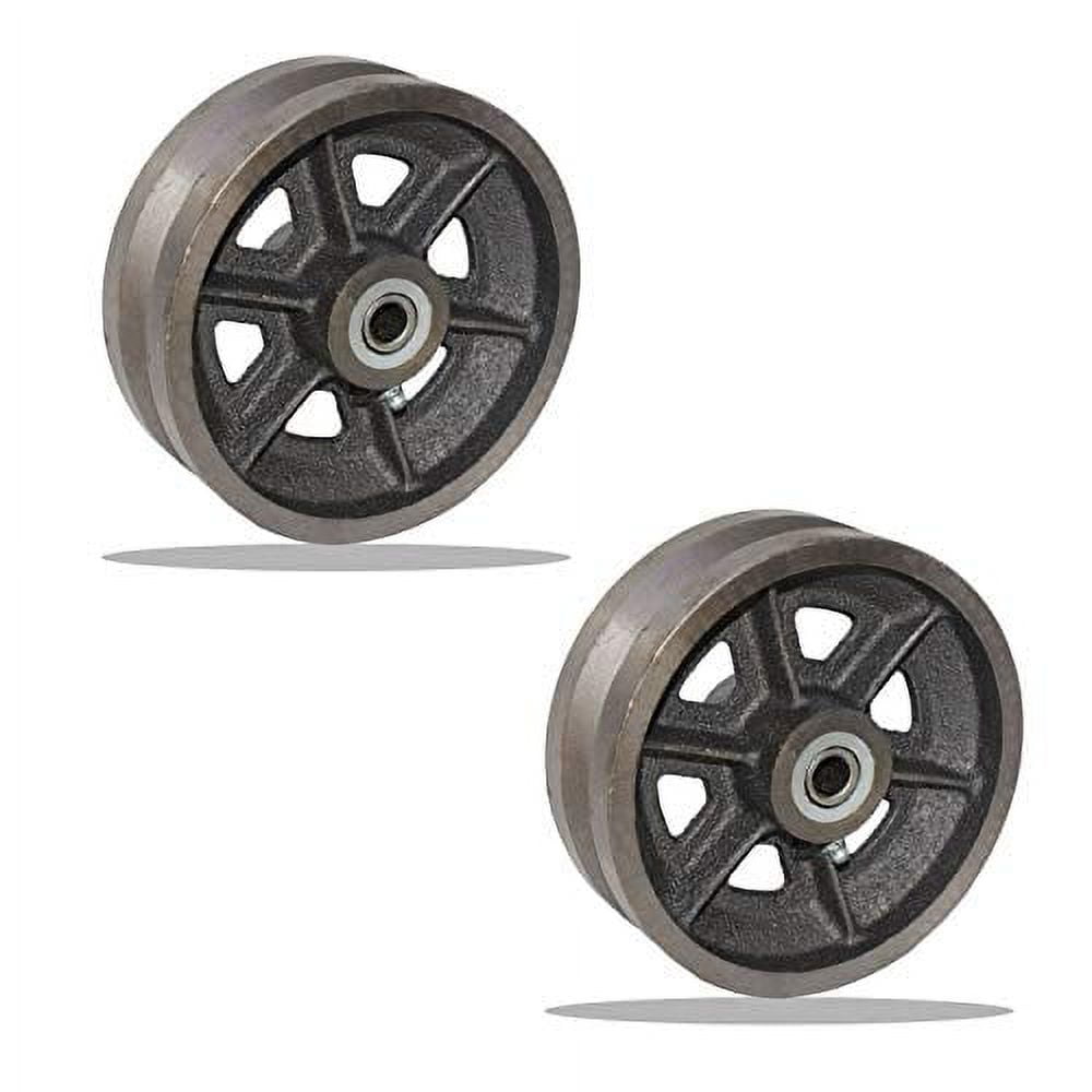 6" X 2" x 6" Cast Iron V Groove Wheels | Comes with 2 Axels & 2 Nuts ...