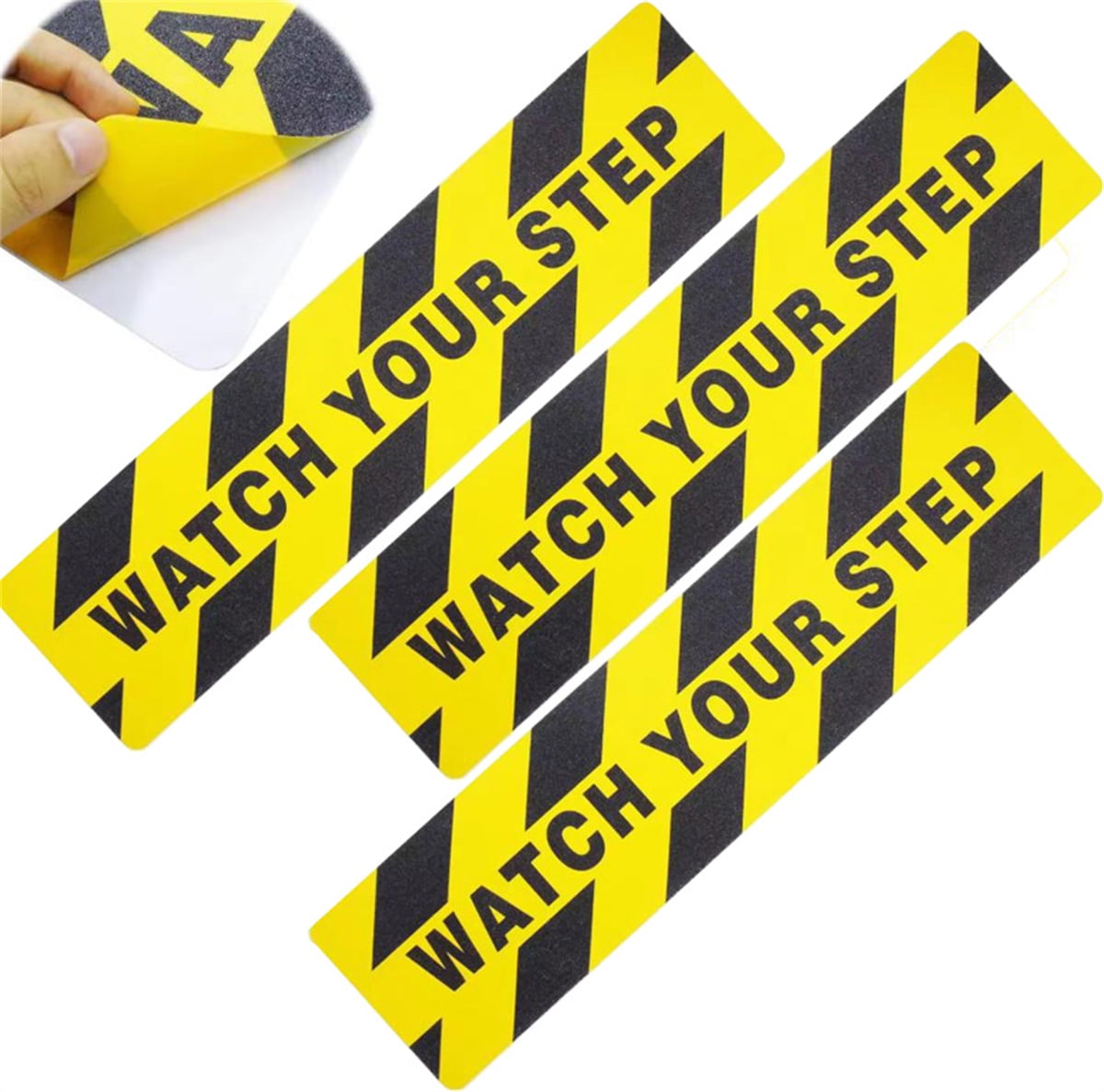 6" X 24" Watch Your Step Sign,Happon 3 Pack Non-Slip Stair Warning ...