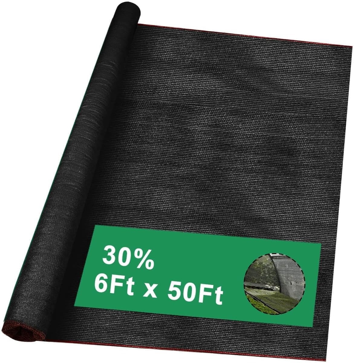 6' X 50' 30% Sun Shade Cloth - Outdoor Black Windscreen Cover Fabric ...
