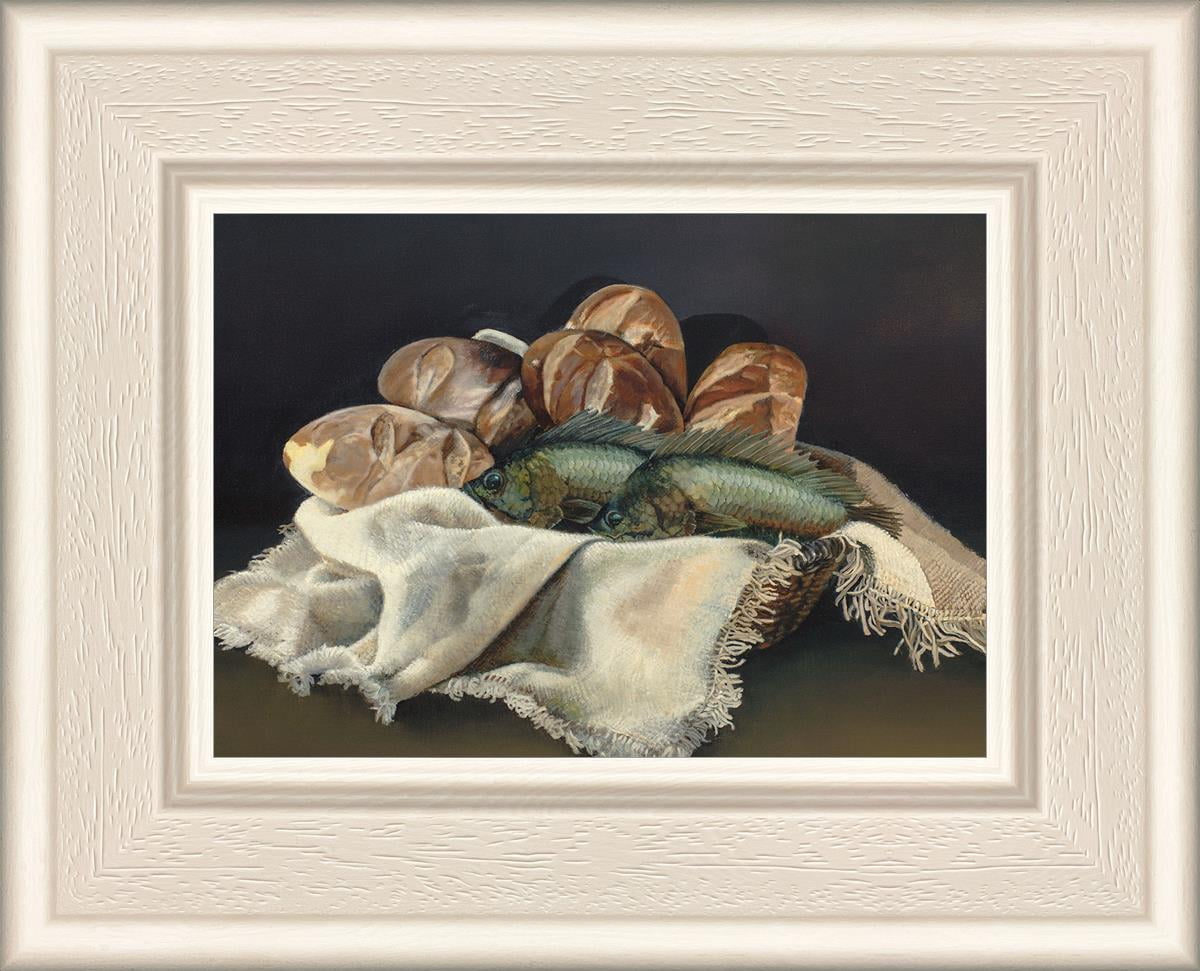 6 X 6 Five Loaves Two Fishes by Liz Lemon Swindle With Whitewood Frame ...