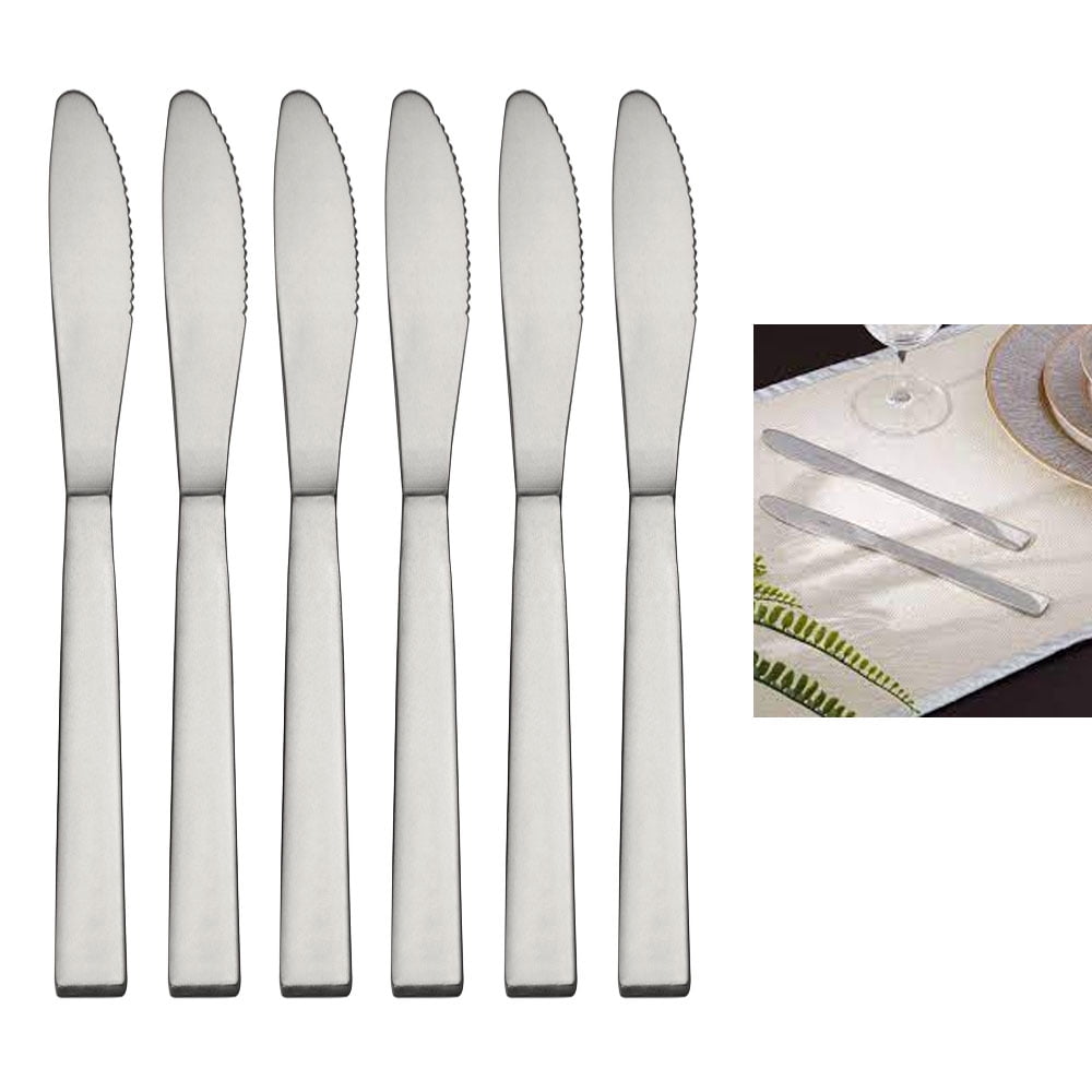 6 X Stainless Steel Dinner Knife Dessert Silver Knives Silverware Home ...