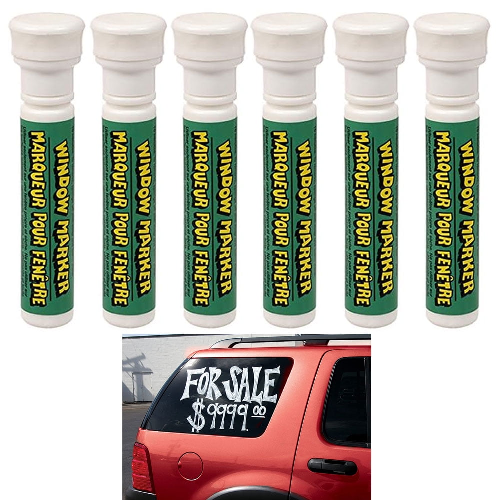 6 X Washable Window Markers White Paint Pens Glass Erasable Auto Tire ...