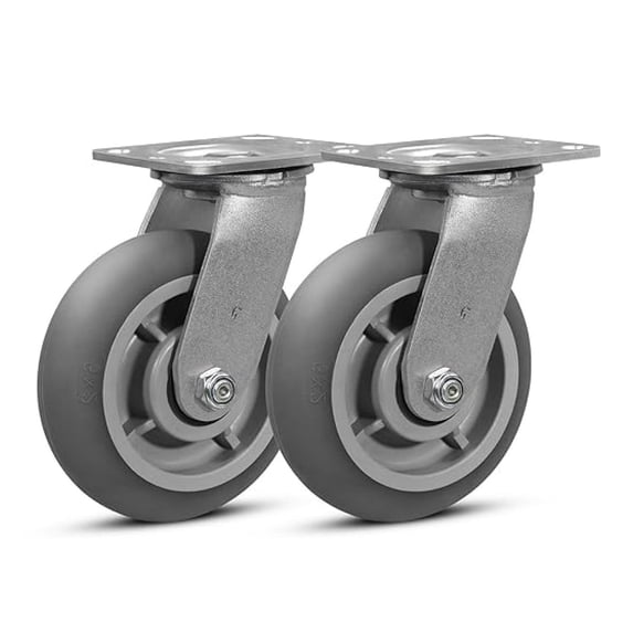 6"X2" Heavy Duty Casters,Crowned Thermoplastic Rubber Caster Wheels ...