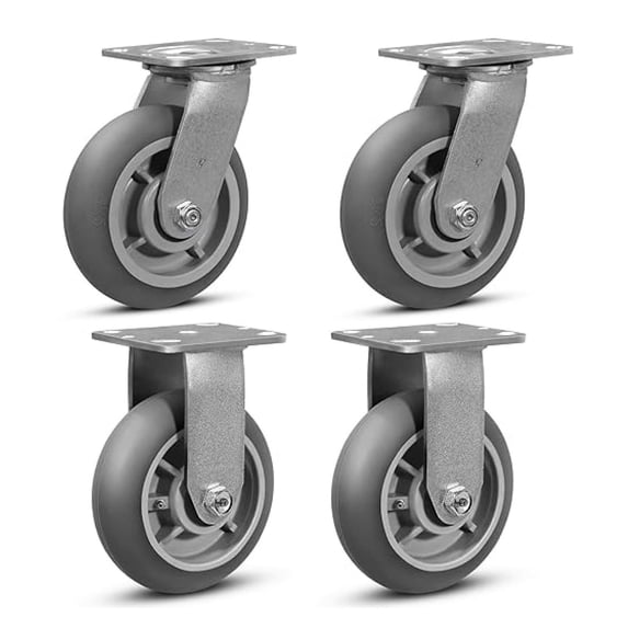 6"X2" Heavy Duty Casters,Crowned Thermoplastic Rubber Caster Wheels ...
