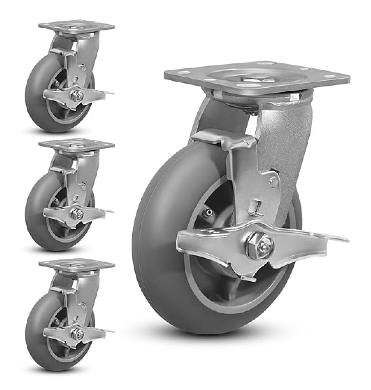6"X2" Heavy Duty Casters,Crowned Thermoplastic Rubber Caster Wheels ...