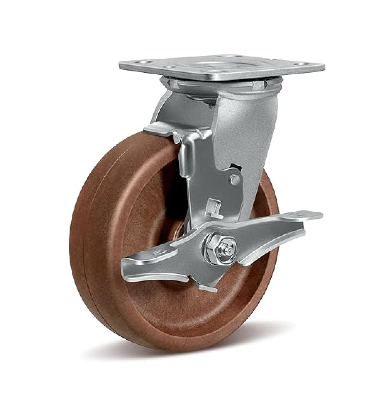 6"X2" High-Temp Nylon Heavy Duty Casters,1 Swivel Top Lock Brake ...