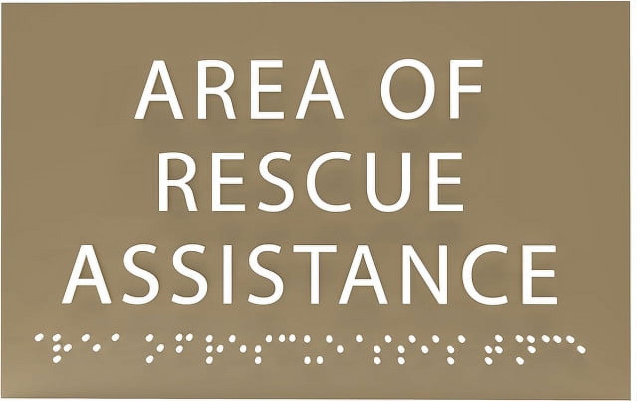 6" X4" Area of Rescue Assistance Sign- Tactile Graphics Grade 2 Braille ...