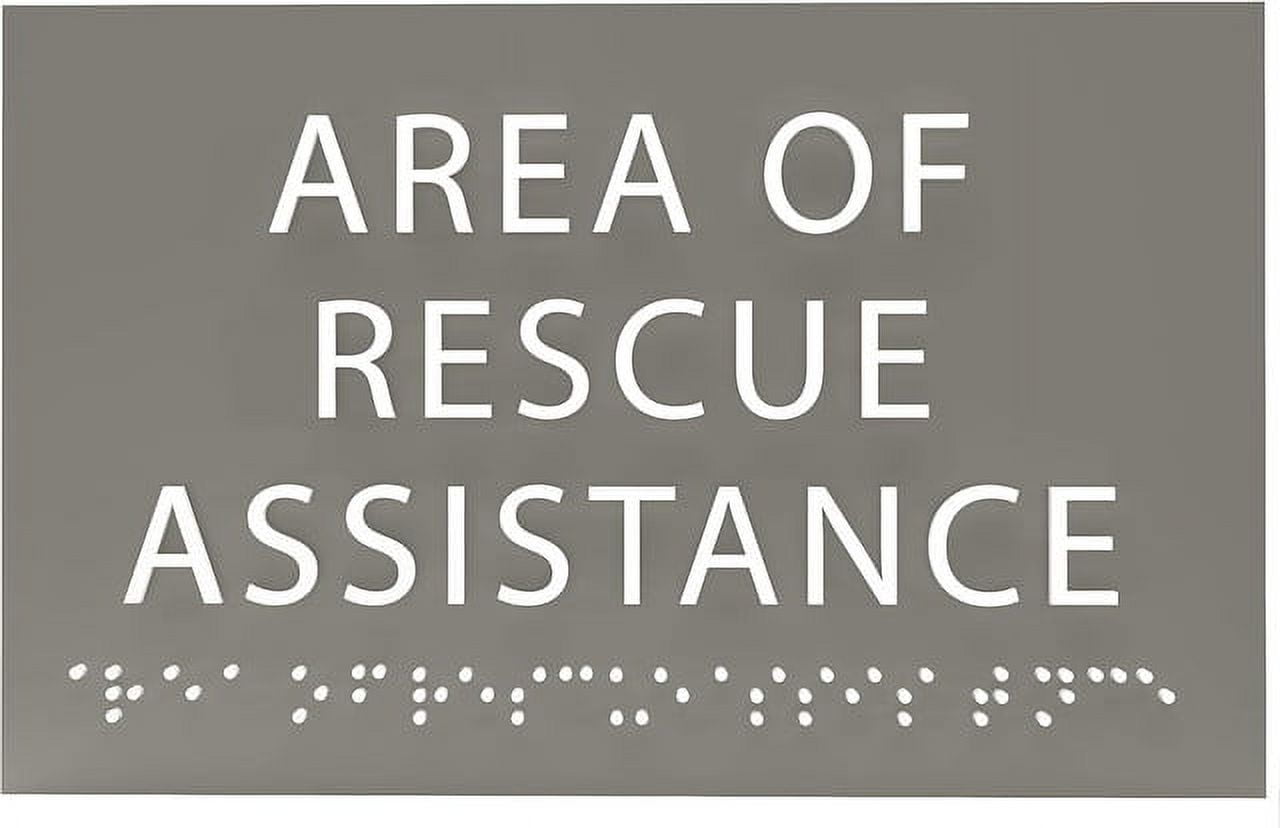6" X4" Area of Rescue Assistance Sign- Tactile Graphics Grade 2 Braille ...