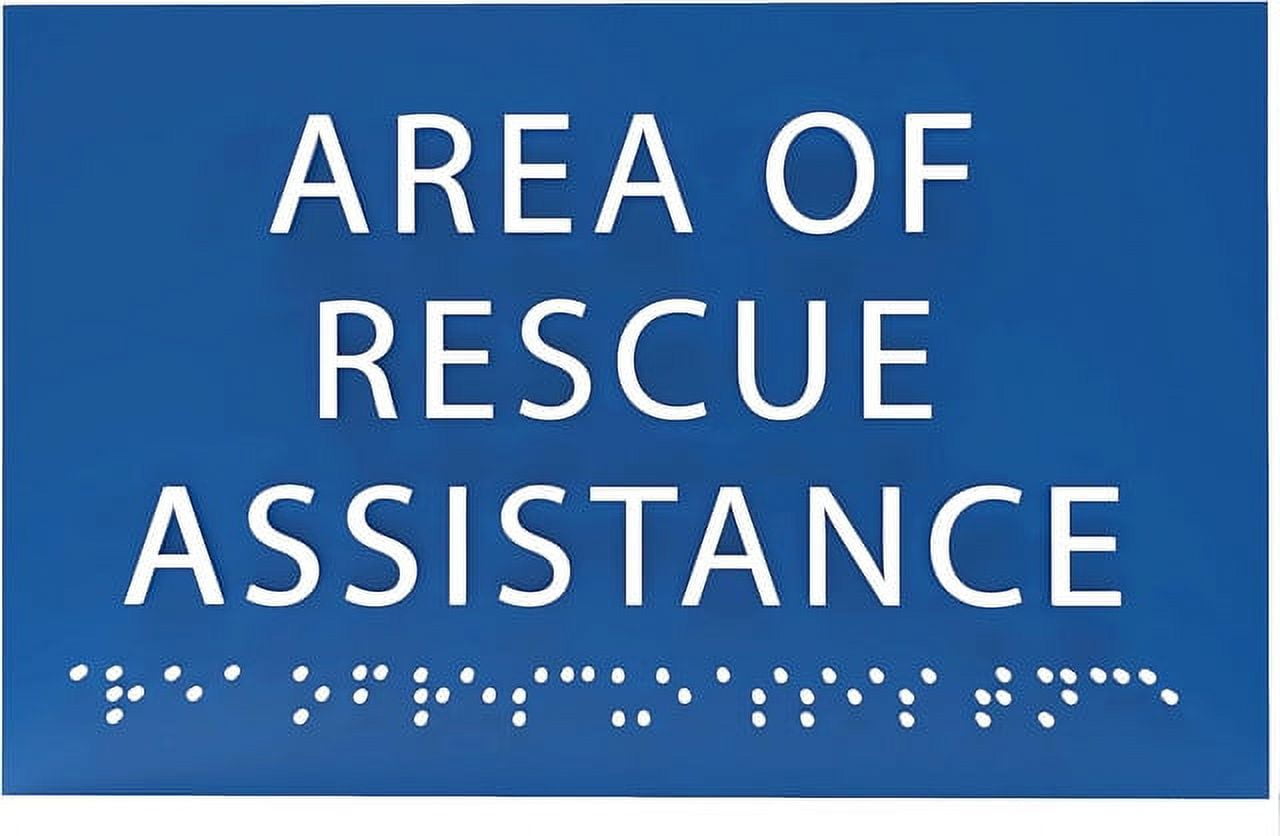 6" X4" Area of Rescue Assistance Sign- Tactile Graphics Grade 2 Braille ...