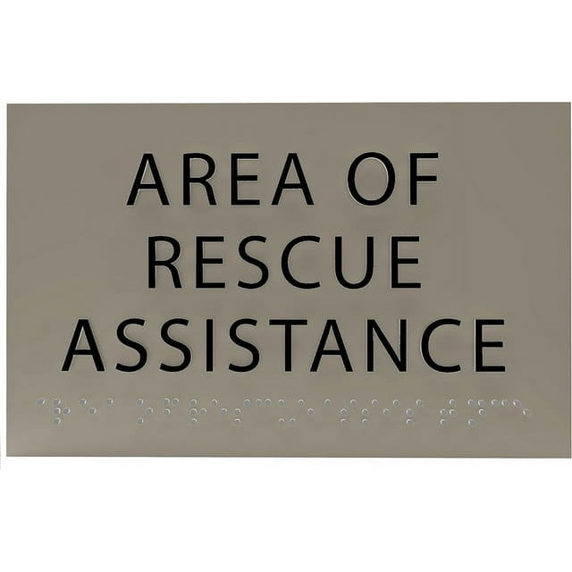 6" X4" Area of Rescue Assistance Sign- Tactile Graphics Grade 2 Braille ...