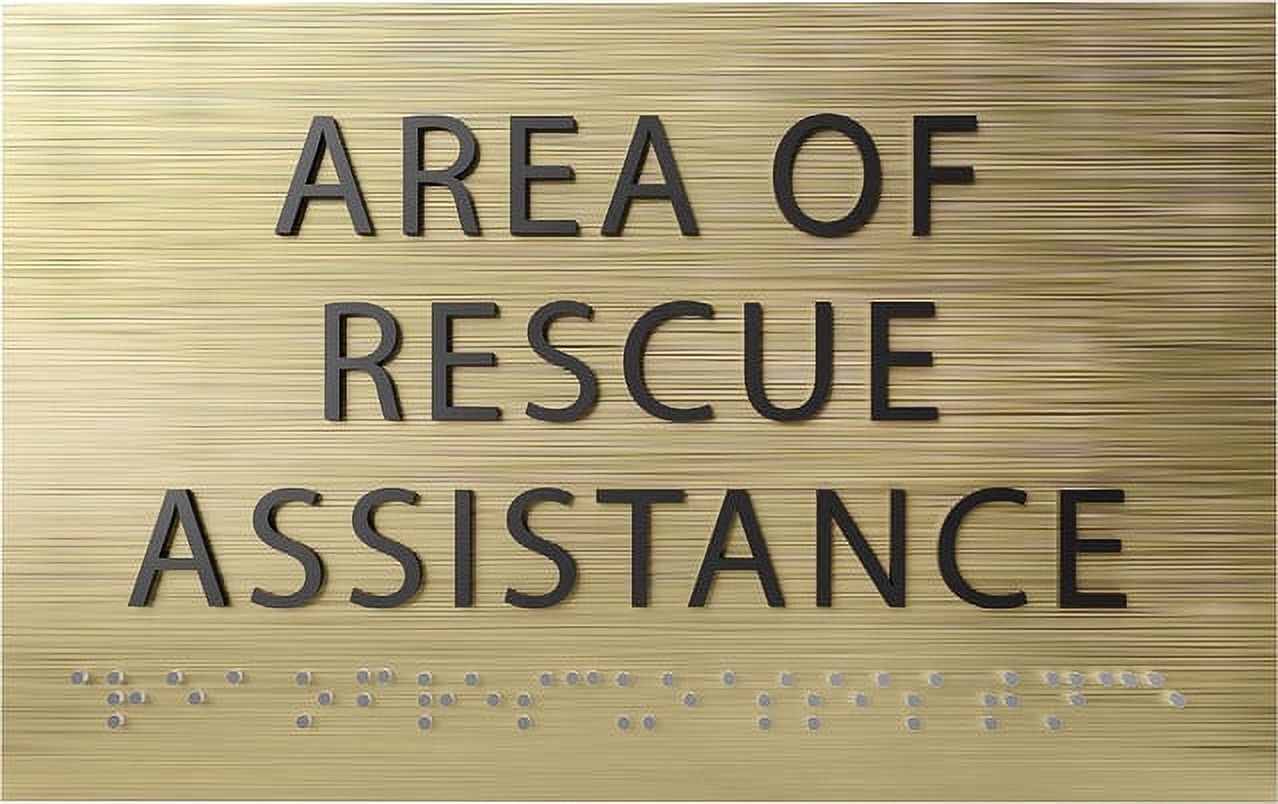6" X4" Area of Rescue Assistance Sign- Tactile Graphics Grade 2 Braille ...