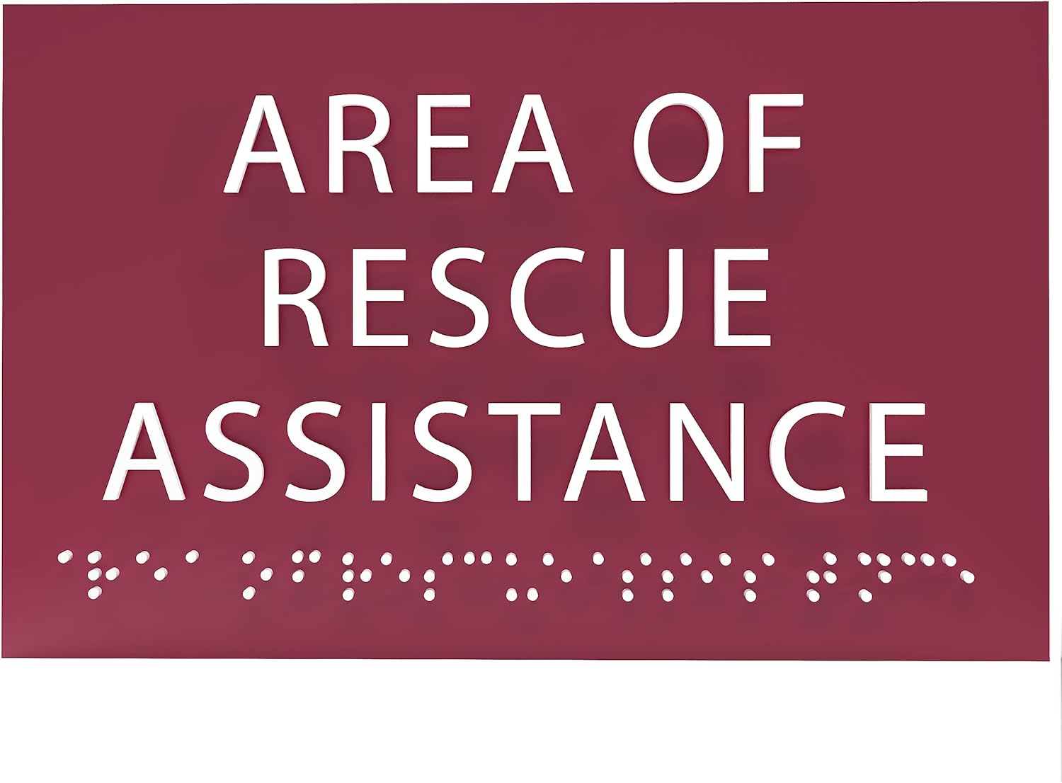 6" X4" Area of Rescue Assistance Sign- Tactile Graphics Grade 2 Braille ...