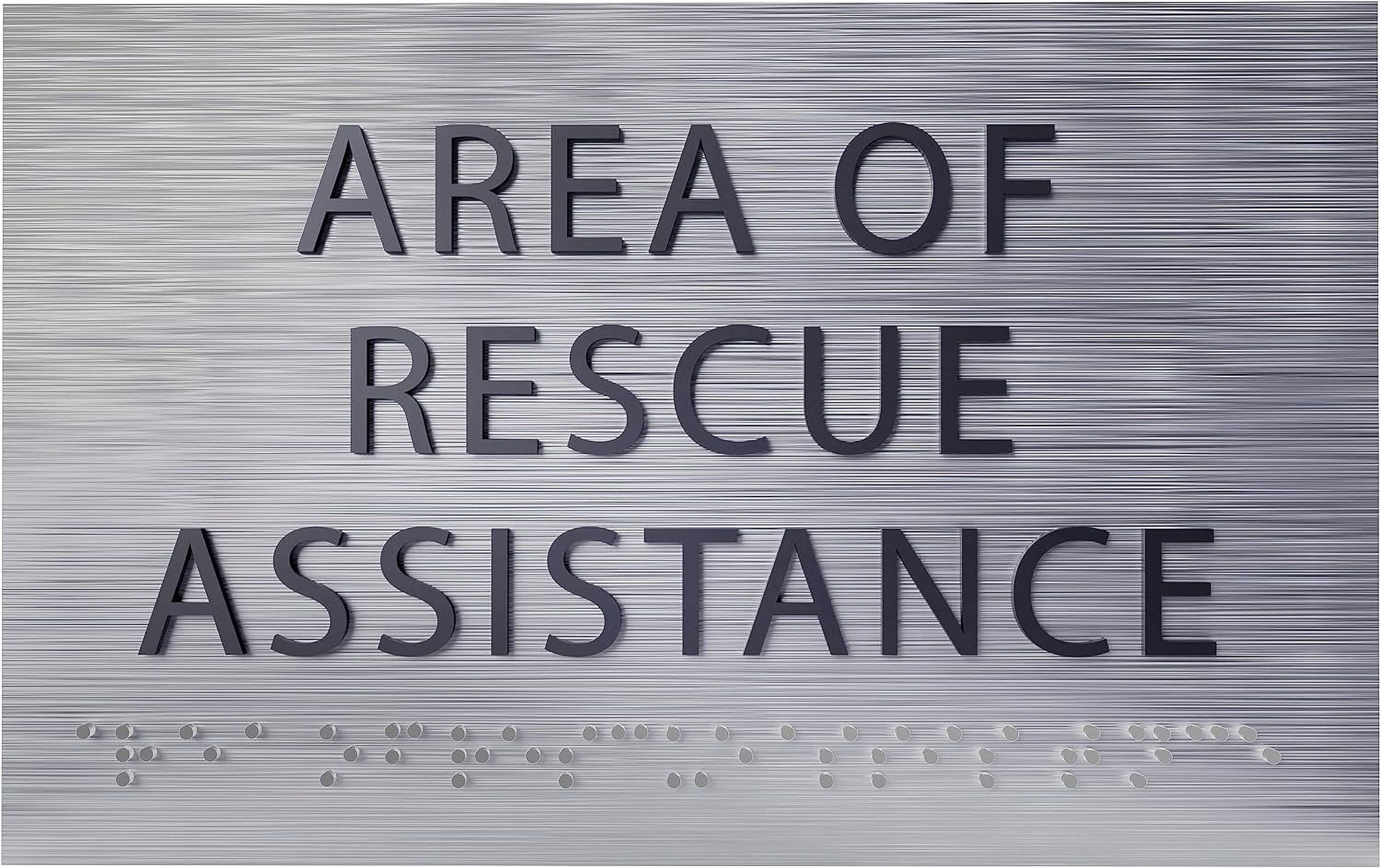 6" X4" Area of Rescue Assistance Sign- Tactile Graphics Grade 2 Braille ...