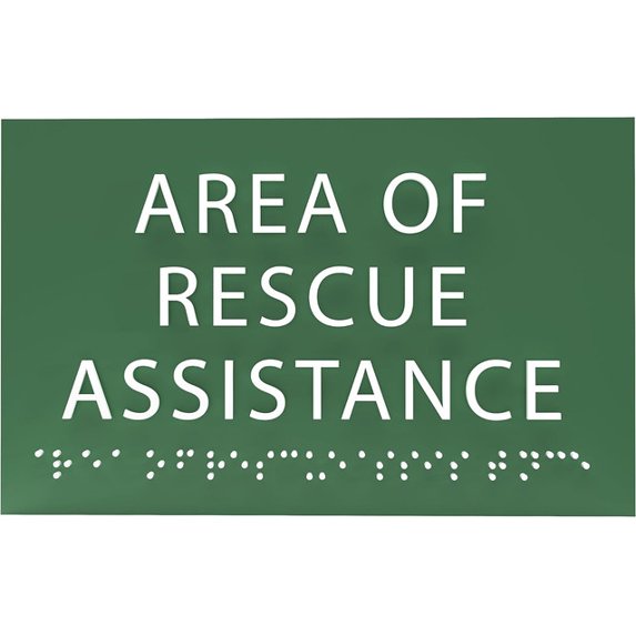 6" X4" Area of Rescue Assistance Sign- Tactile Graphics Grade 2 Braille ...