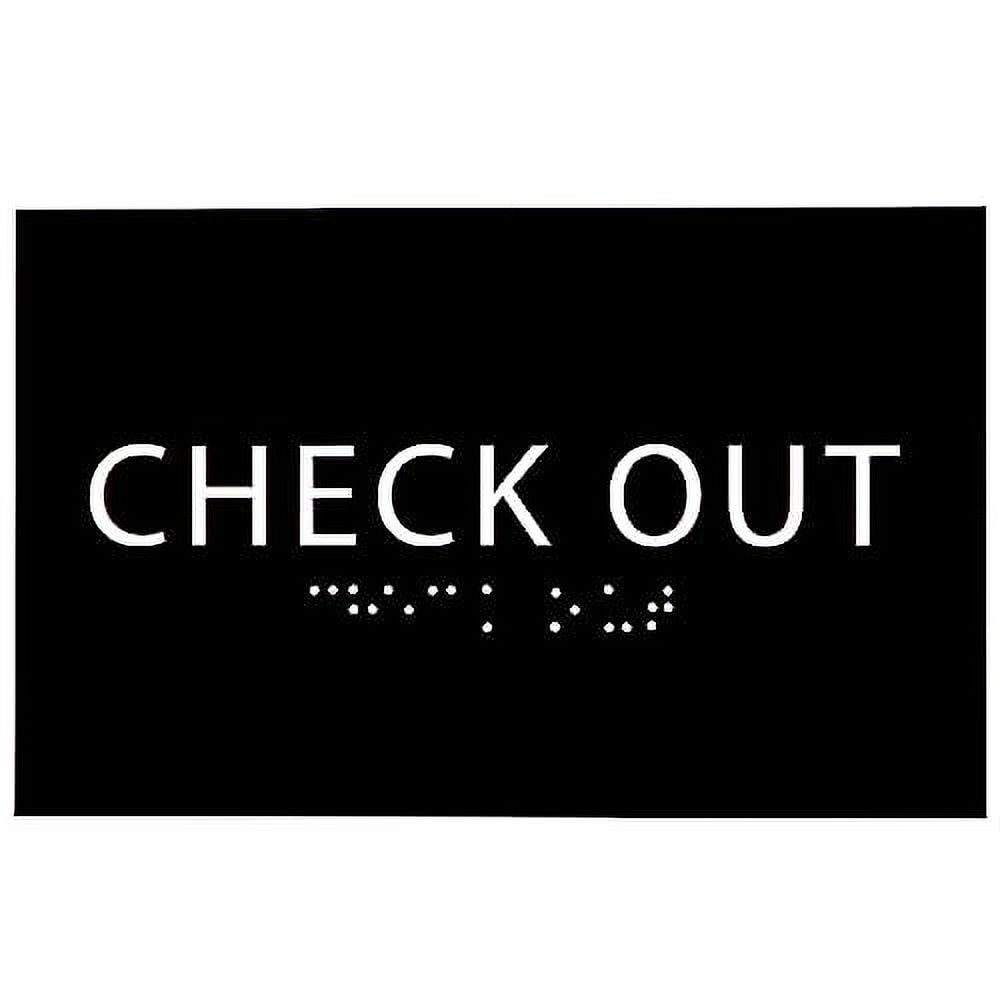 6" X4" Check Out Sign - ADA Compliant Tactile Graphics Grade 2 Braille ...