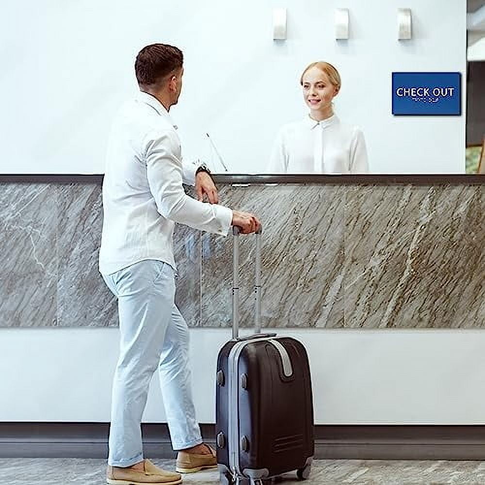 6" X4" Check Out Sign - ADA Compliant Tactile Graphics Grade 2 Braille ...