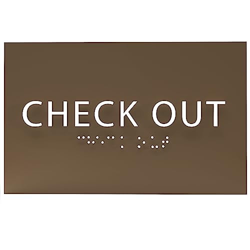 6" X4" Check Out Sign - ADA Compliant Tactile Graphics Grade 2 Braille ...