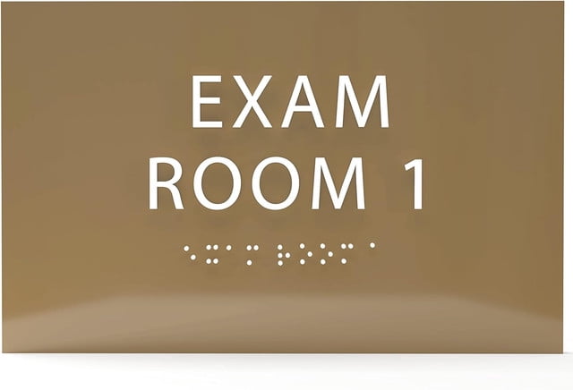 6" X4" Exam Room 1 Sign- Tactile Graphics Grade 2 Braille Text | Modern ...