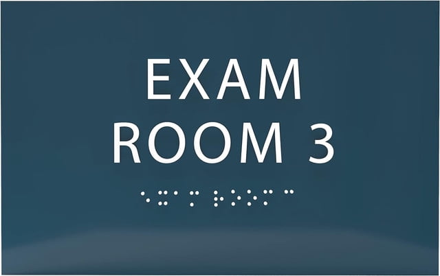 6" X4" Exam Room 3 Sign- Tactile Graphics Grade 2 Braille Text | Modern ...