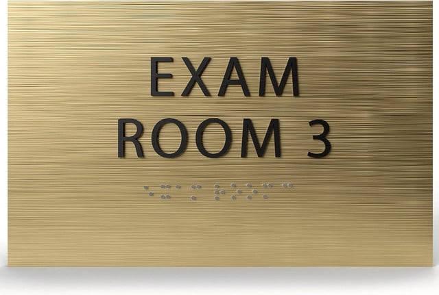 6" X4" Exam Room 3 Sign- Tactile Graphics Grade 2 Braille Text | Modern ...