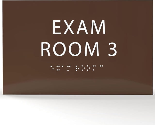 6" X4" Exam Room 3 Sign- Tactile Graphics Grade 2 Braille Text | Modern ...
