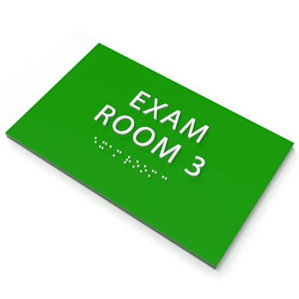 6" X4" Exam Room 3 Sign- Tactile Graphics Grade 2 Braille Text | Modern ...