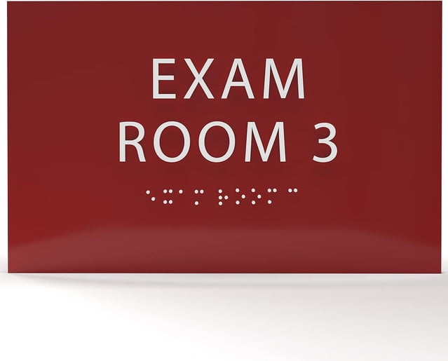 6" X4" Exam Room 3 Sign- Tactile Graphics Grade 2 Braille Text | Modern ...