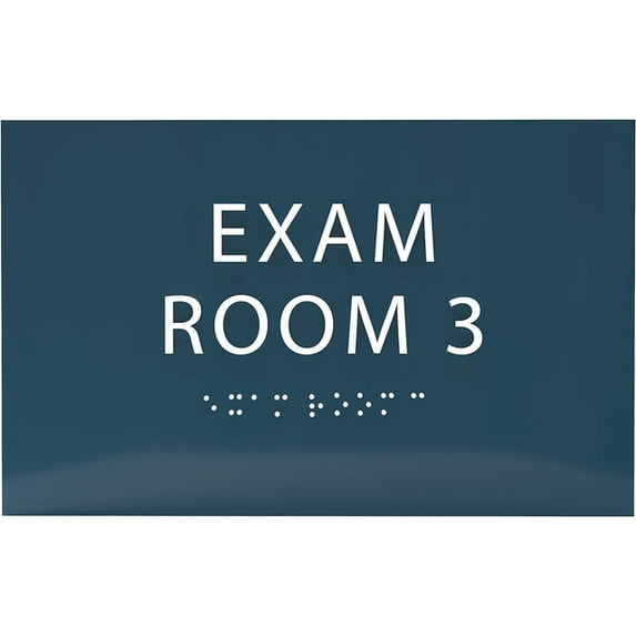 6" X4" Exam Room 3 Sign- Tactile Graphics Grade 2 Braille Text | Modern ...